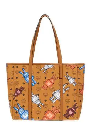 Mcm Shopper Bag With Monogram Pattern - Multicolor