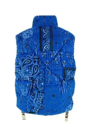 Khrisjoy Printed Corduroy Sleeveless Down Jacket - Multicolor