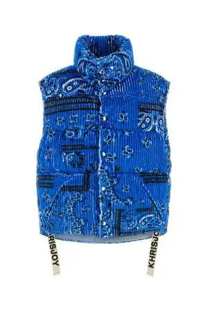 Khrisjoy Printed Corduroy Sleeveless Down Jacket - Multicolor