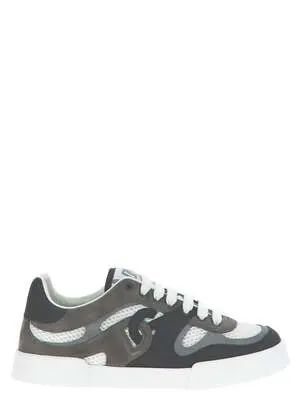 Dolce & Gabbana Strobel Portofino Light' Leather, Suede And Mesh Sneakers - Gray