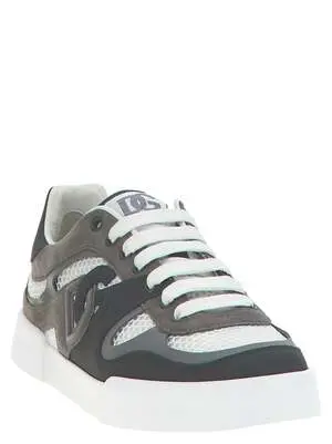Dolce & Gabbana Strobel Portofino Light' Leather, Suede And Mesh Sneakers - Gray