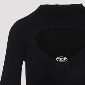 DIESEL® Ribbed Wool Cropped Top With Cut-out Detail
