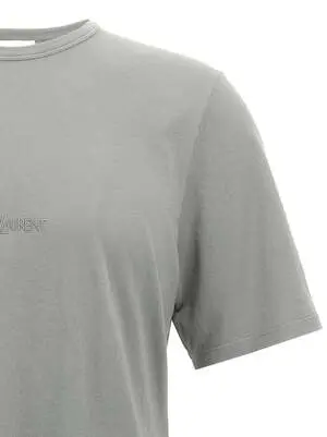 Saint Laurent Logo Embroidery T-shirt - Gray