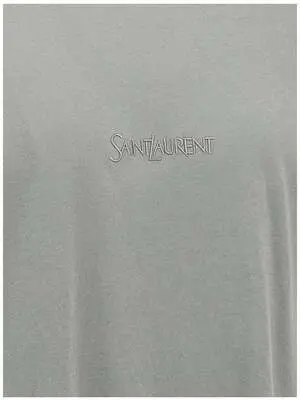 Saint Laurent Logo Embroidery T-shirt - Gray