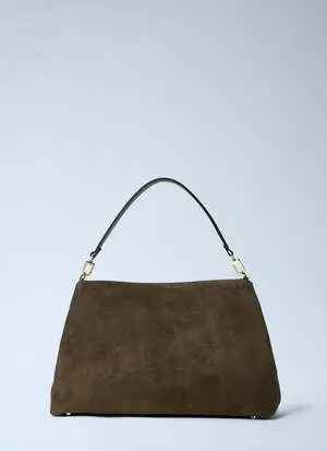 TOTEME T-lock Suede Satchel Bag - Cream