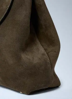 TOTEME T-lock Suede Satchel Bag - Cream