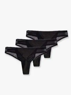 BOSS Lurex Thong Tripack With Lace Trim