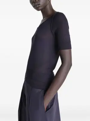 LEMAIRE Short Sleeve Ribbed Knit Top - Multicolor