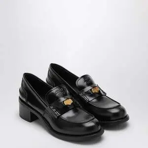 Miu Miu Brushed Leather Penny Loafers - Black