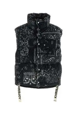 Khrisjoy Printed Corduroy Sleeveless Down Jacket - Multicolor