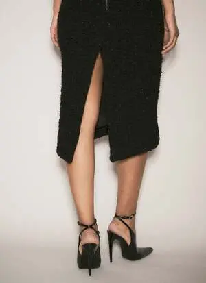 Balenciaga Boucle Midi Skirt With Glittery Weave