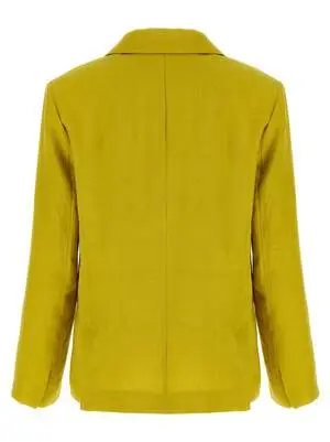 Max Mara Smmalberta Single-breasted Linen Blazer - Yellow