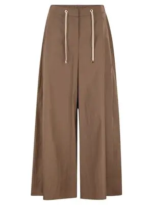 Max Mara Cotton Culotte Trousers With Drawstring Waist - Brown