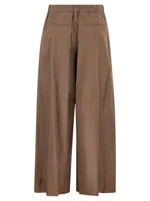 Max Mara Cotton Culotte Trousers With Drawstring Waist - Brown