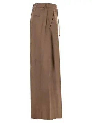 Max Mara Cotton Culotte Trousers With Drawstring Waist - Brown
