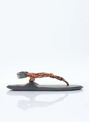 Miu Miu Riviere Cord And Leather Sandals - Brown