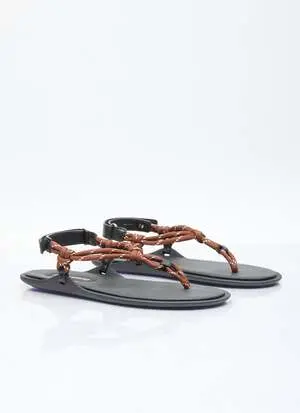 Miu Miu Riviere Cord And Leather Sandals - Brown