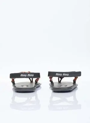 Miu Miu Riviere Cord And Leather Sandals - Brown