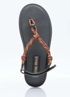 Miu Miu Riviere Cord And Leather Sandals - Brown