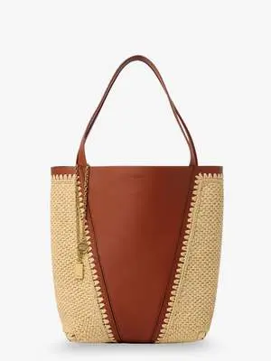Chloé Spin Leather And Raffia Shoulder Bag - Multicolor