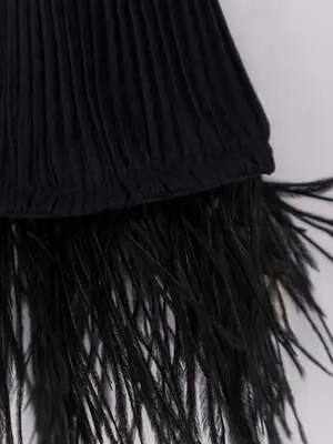BOSS High Neck Long Sleeve Feather Detail Top
