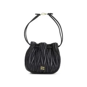 Miu Miu Lamb Leather Matelasse Pouch - Black