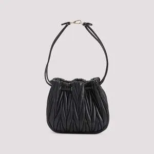 Miu Miu Lamb Leather Matelasse Pouch - Black
