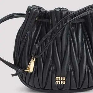 Miu Miu Lamb Leather Matelasse Pouch - Black