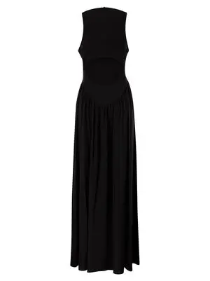 Sportmax Spxpanino Long Stretch Jersey Dress With Back Cut-out - Black