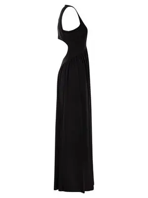 Sportmax Spxpanino Long Stretch Jersey Dress With Back Cut-out - Black