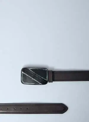 DIESEL® B-industry Belt With Engraved Logo Buckle