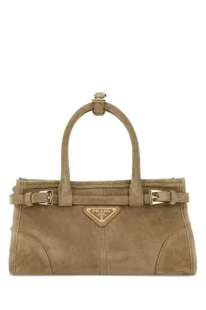 Prada Suede Mini Bonnie Handbag - Brown
