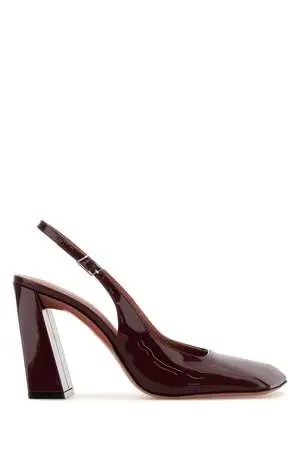 Amina Muaddi Grape Leather Charlotte Pumps - Purple
