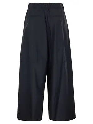 Max Mara Black Cotton Culotte Trousers With Drawstring Waist - Multicolor