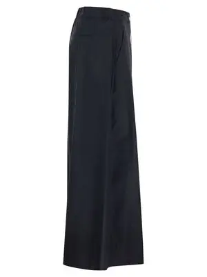 Max Mara Black Cotton Culotte Trousers With Drawstring Waist - Multicolor