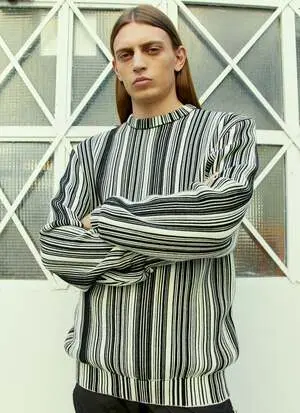 VTMNTS Glitched Knitted Sweater With Contrast Stripe Motif