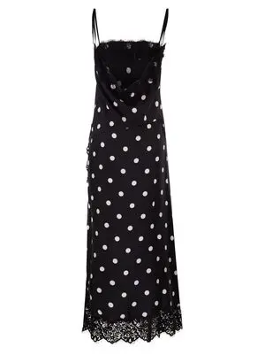 Sportmax Polka Dot Silk Midi Dress With Lace Inserts