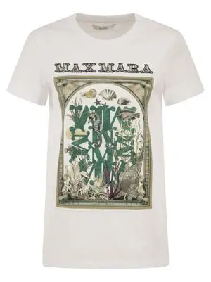 Max Mara Graphic Print Cotton Jersey T-shirt - White