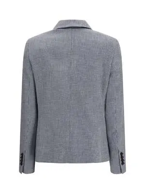 Brunello Cucinelli Houndstooth Linen And Cotton Jacket With Monili