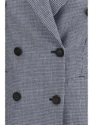 Brunello Cucinelli Houndstooth Linen And Cotton Jacket With Monili