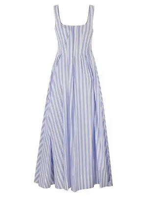Sportmax Striped Cotton Midi Dress With Full Skirt
