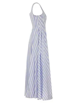 Sportmax Striped Cotton Midi Dress With Full Skirt