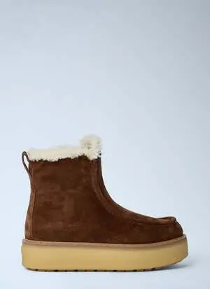 Prada Shearling-lined Suede Boots - Brown