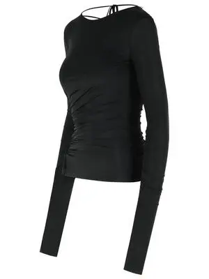 Blumarine Stretch Nylon Sweater With Lace Detail