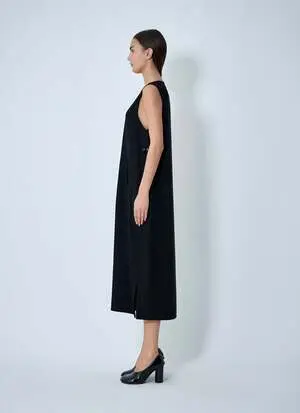 Yohji Yamamoto Midi Dress With V-neck And Side Gather