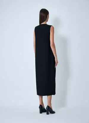 Yohji Yamamoto Midi Dress With V-neck And Side Gather