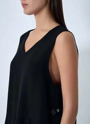 Yohji Yamamoto Midi Dress With V-neck And Side Gather