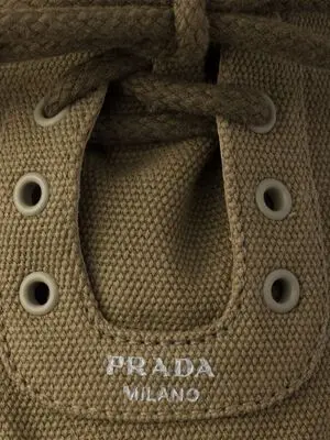 Prada Collapsible Canvas Lace-up Sneakers - Multicolor