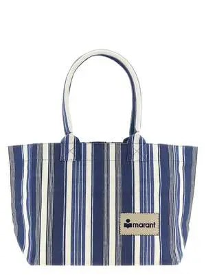 Isabel Marant Étoile Striped Cotton Canvas Shopping Bag - Blue