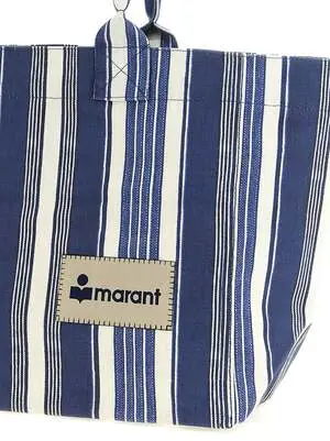 Isabel Marant Étoile Striped Cotton Canvas Shopping Bag - Blue